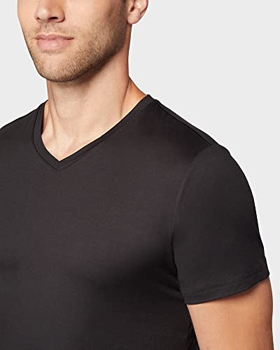 32 DEGREES Mens 4 Pack Cool V-Neck T-Shirt | Anti-Odor | Quick Drying | 4-Way Stretch, Black, X-Large