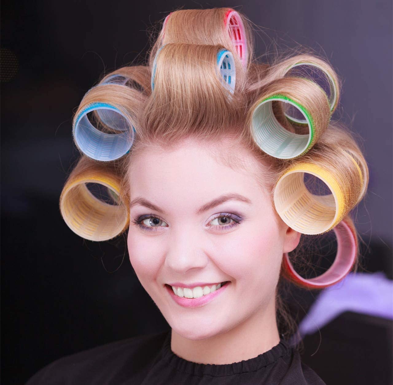 Hair Rollers, 12 Pack Self Grip Salon Hairdressing Curlers, Hair Curlers Sets, DIY Curly Hairstyle, Colors May Vary, JUMBO
