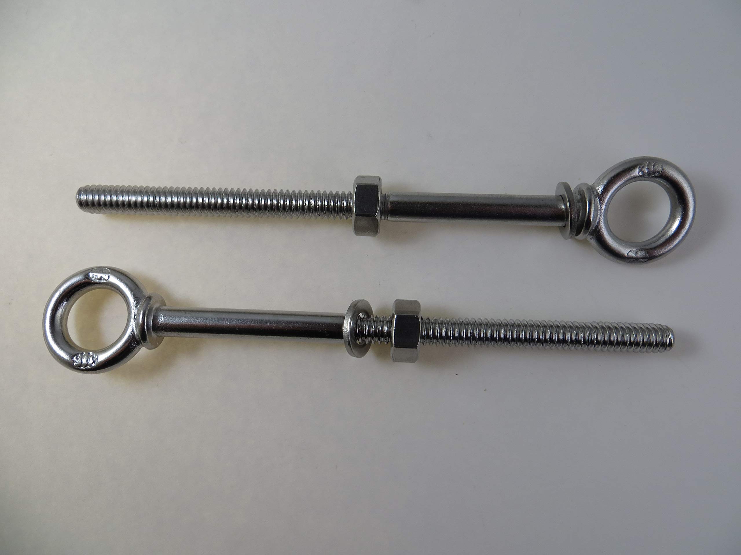US STAINLESS 2 Pieces Stainless Steel 316 Eye Bolt 1/4" x 4" UNC Short Thread Marine Grade Pitch of 20