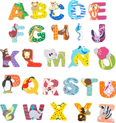 INDIGOS UG - Wood Letter - A - for Children and Babies - Motif Animals for The Children's Room, School, Kindergarten, for Playing, Crafting and Collecting