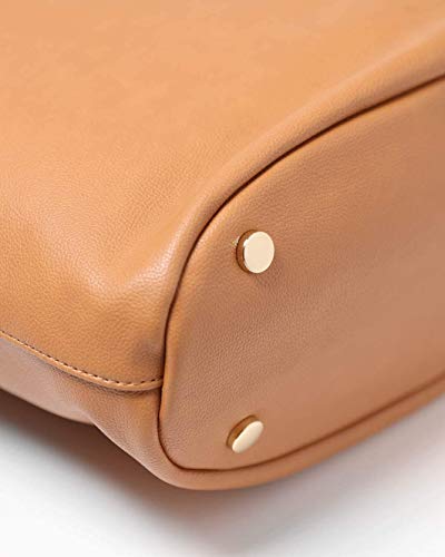 Little Unicorn Citywalk Tote β Diaper, Work, Travel Bag with Changing Pad - Premium Vegan Leather β 6 Interior Pockets β Wipes Clean Inside & Out (Cognac)