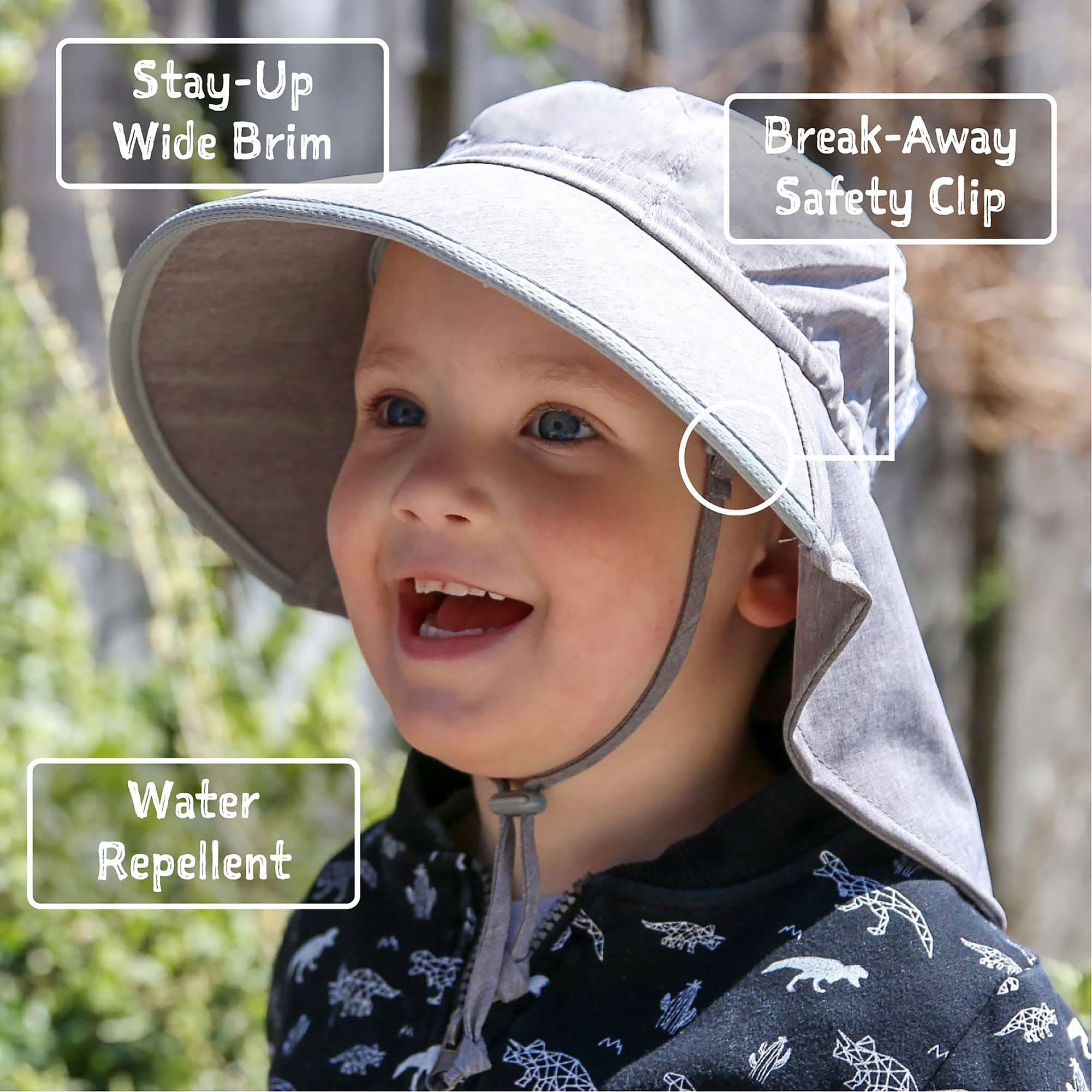 JAN & JUL Toddler Boys UV Sun-Hat Wide Brim with Large Neck Flap (M: 6-24 Months, Army Green)