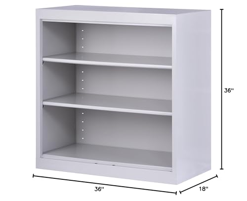 Sandusky BA20361836-05 Wielded Bookcase with Adjustable Shelves, 3-Tier Open Display Bookshelf for Home, Office, 18"D x 36"W x 36"H, Dove Gray