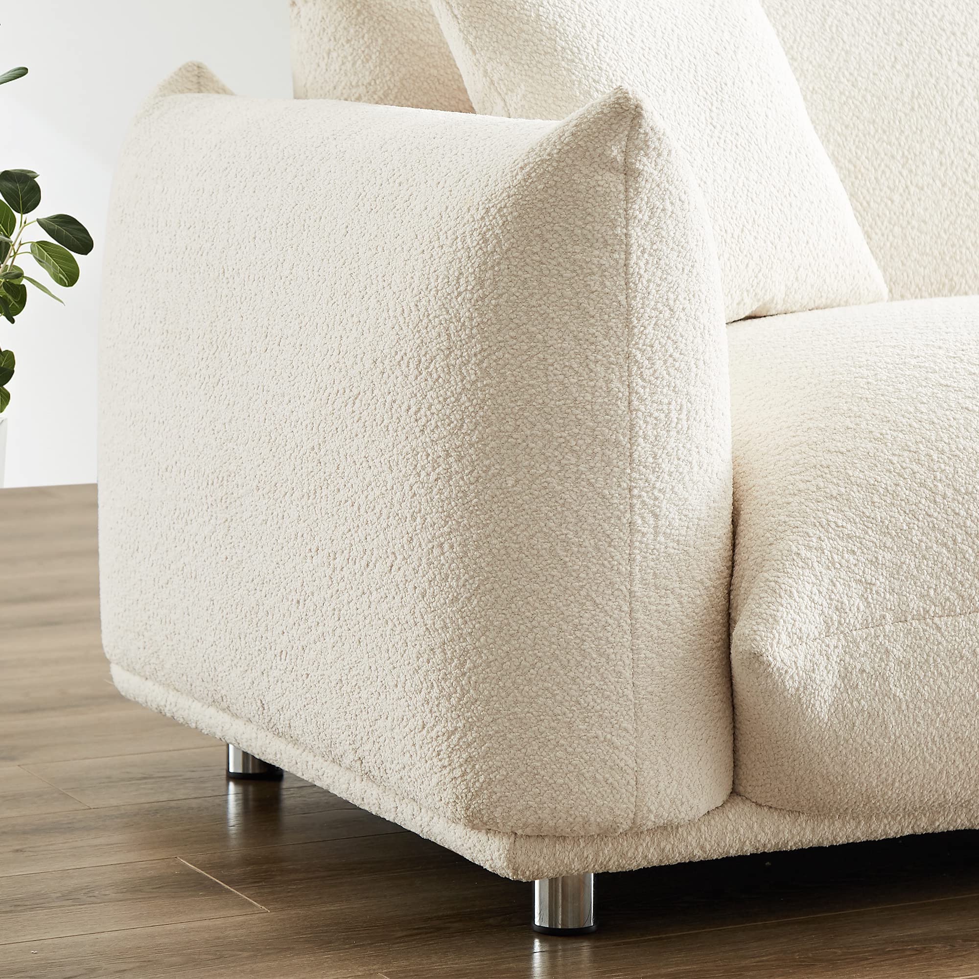 Sofa 86'' Lambswool 3 Seat Cushion Couch for Living Room,Mid Century Comfy Modular Sofa with Throw Pillows…
