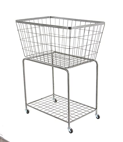 Deco 79 Metal Trapezoid Storage Cart with Wheels, 28" x 18" x 36", Gray