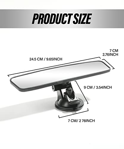 ESEWALAS Suction Cup Rear View Mirror,Anti-Glare HD Car Interior Rearview Mirror with Adjustable Suction Cup,Universal Thickened Inside Rearview Mirror, Car Mirror for RV Marine Auto (White)