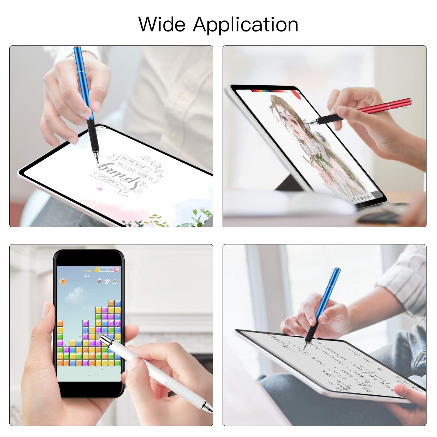 Waysse 3 Stylus Pens for Touch Screens, Capacitive Pen High Sensitivity & Fine Point, Universal Stylus with Clear Disc for iPhone X/8/8plus iPad/iPad Pro/iPad Mini and All Capacitive Touch Screens