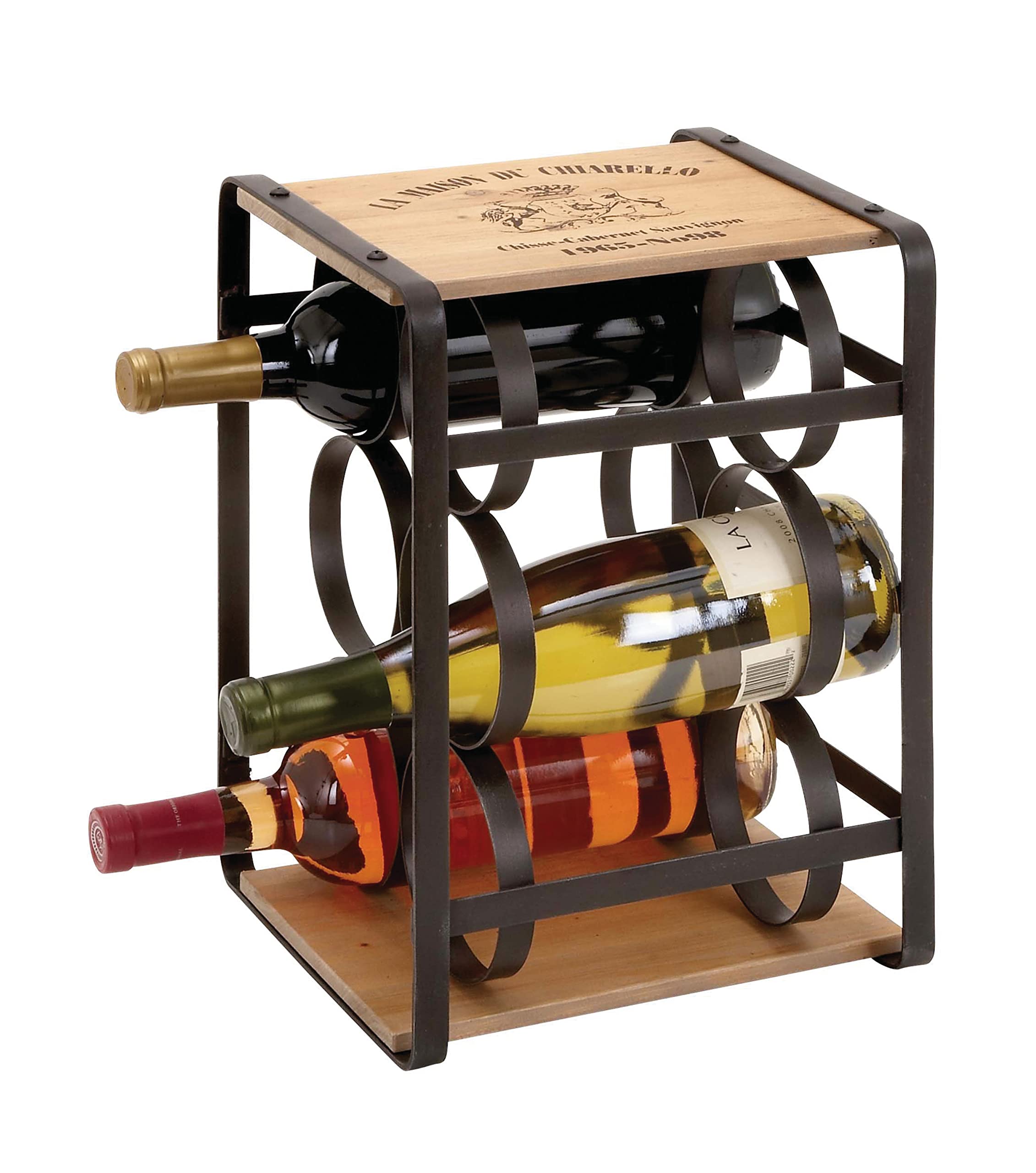 Deco 79 Metal Wood Wine Holder, 10 by 13-Inch