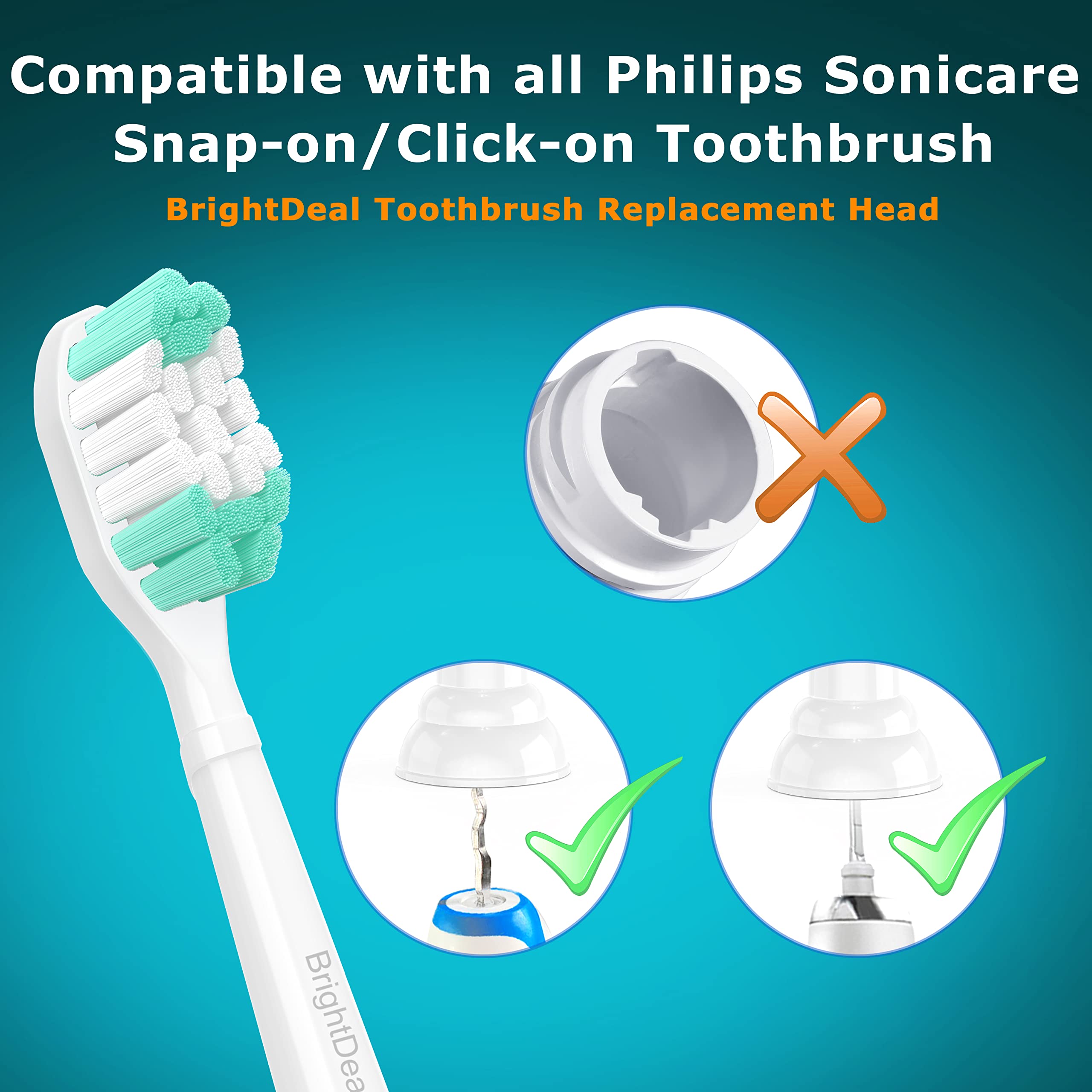 BrightDeal Replacement Toothbrush Heads for Philips Sonicare ProtectiveClean 4100 5100 6100 DailyClean Plaque Control Gum Health G2 C2 Toothbrush Head HX6817/01 HX6857/11 Electric Toothbrushes, 8 Pack