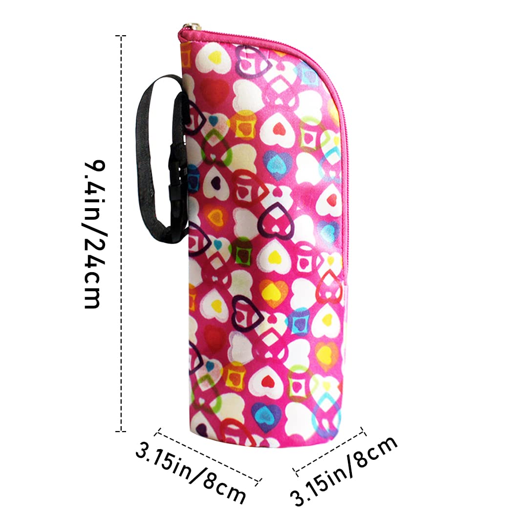 Rolin Roly 2 Pack Bottle Cooler Bag Baby Bottle Organizer with Strap Baby Thermal Insulated Bags Portable Multipurpose Breastmilk Tote 8 x 8 x 24cm (Love + wave)