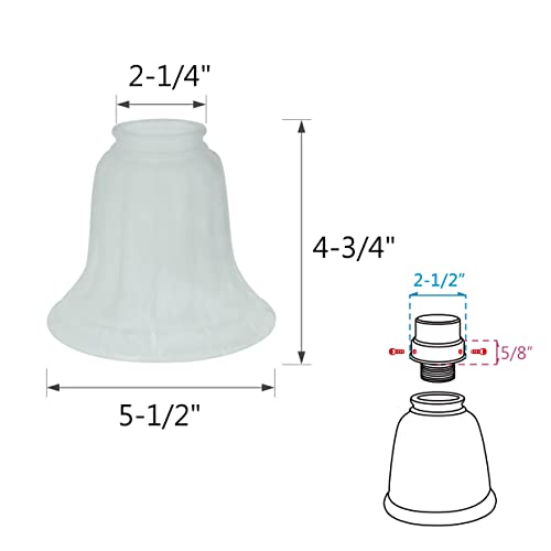 Aspen Creative 23008-4 Transitional Frosted Bell Shape Ceiling Fan Glass Shade.2-1/8"Fitter.Size:5-1/2"D x 4-3/4"H.4Pcs/Pack