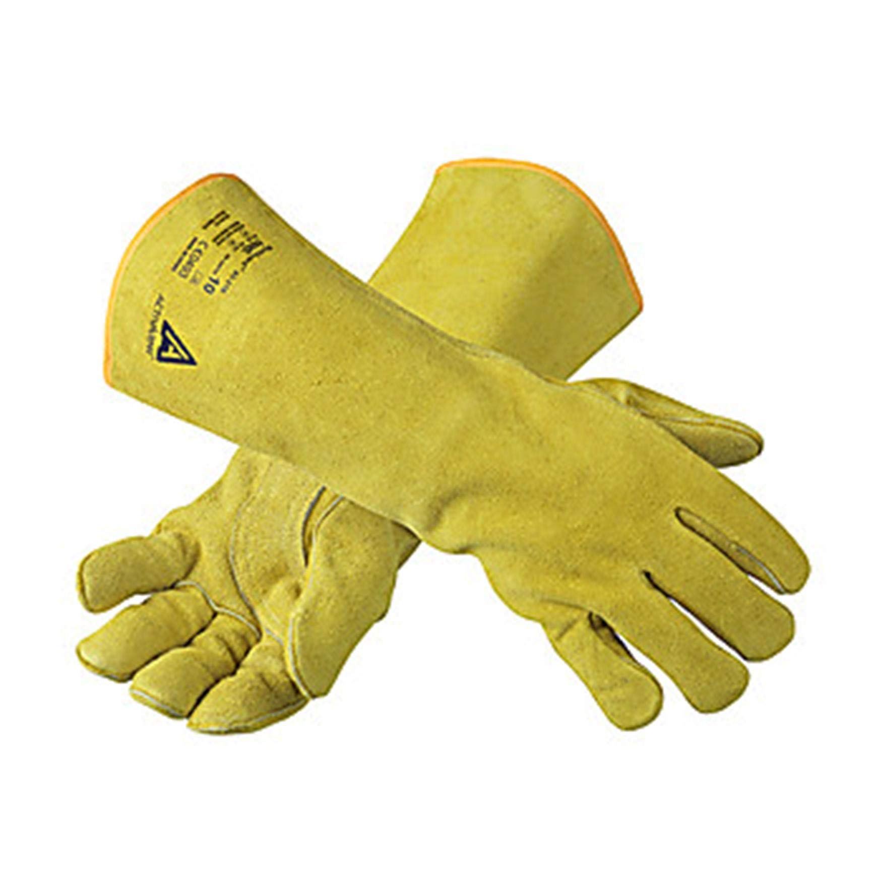 Ansell 43216110 ActivArmr Work Guard Heavy-Duty Special Purpose Glove, 16.3" Length, Yellow Premium Split Cowhide Leather Shell, Cotton Lined, Cotton Denim Guantlet Cuff, Size 11 (Pack of 36)