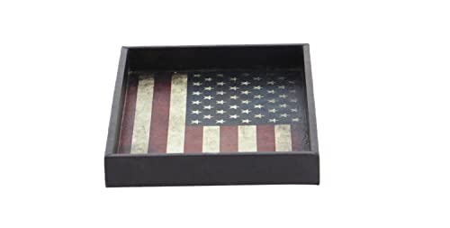 Deco 79 Wood Leather Trays, 21 by 19 by 17-Inch, Navy Blue, Set of 3