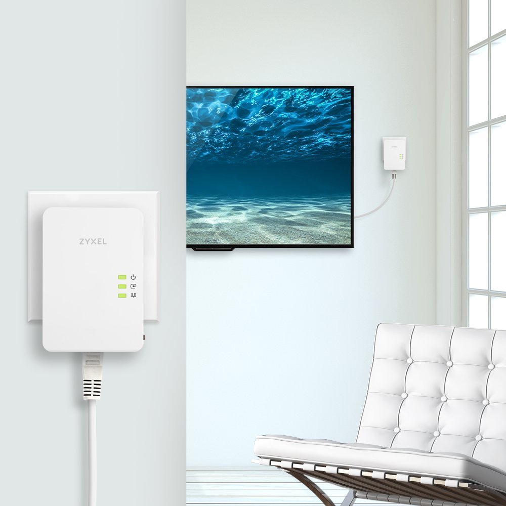 Zyxel AV1300 Powerline Ethernet Adapter Starter Kit | Plug & Play | MIMO | HomePlug AV2 | GbE | Faster than AV1000 and AV1200 | Ideal for Smart TVs, On-Line Games, 4K Streaming | PLA5405V2KIT