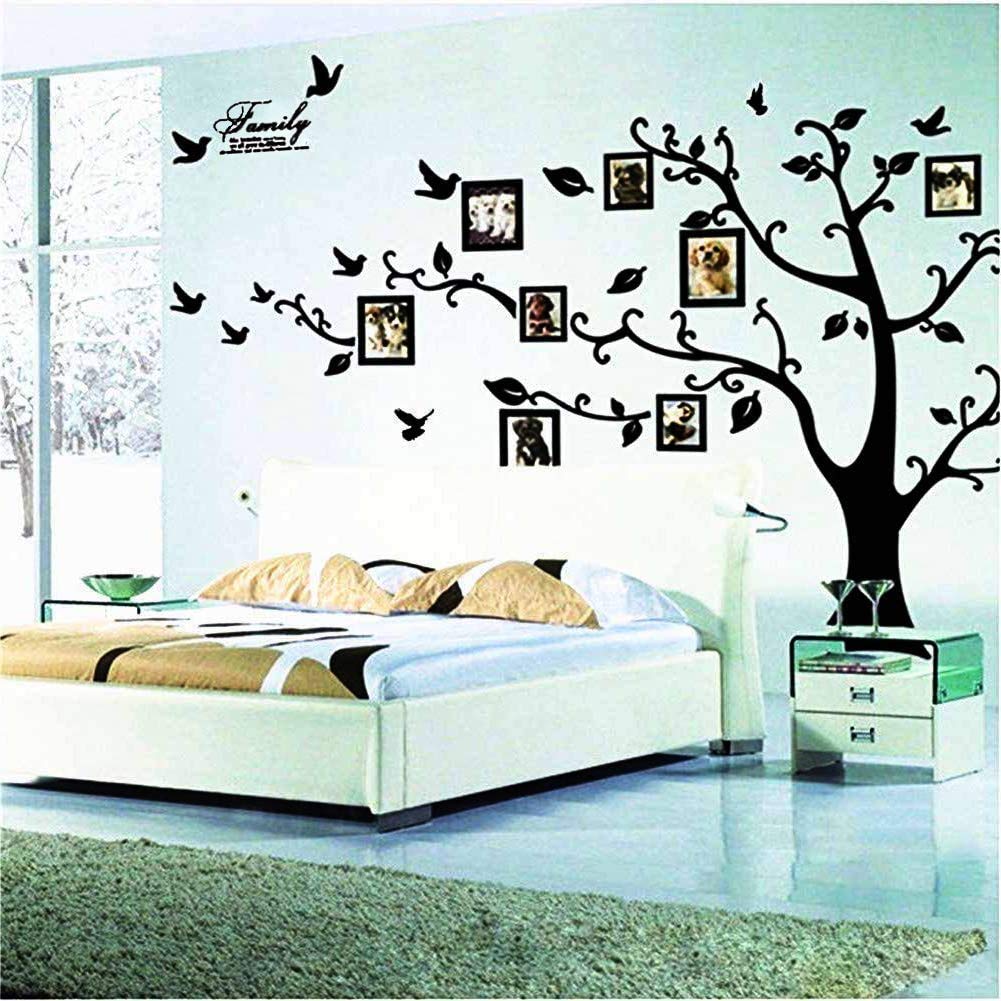 Large Family Tree Wall Decal, DIY Black Photo Frame Tree Wall Decor Sticker Mural Decal Art Décor for Living Room Home Decor (Black Tree)