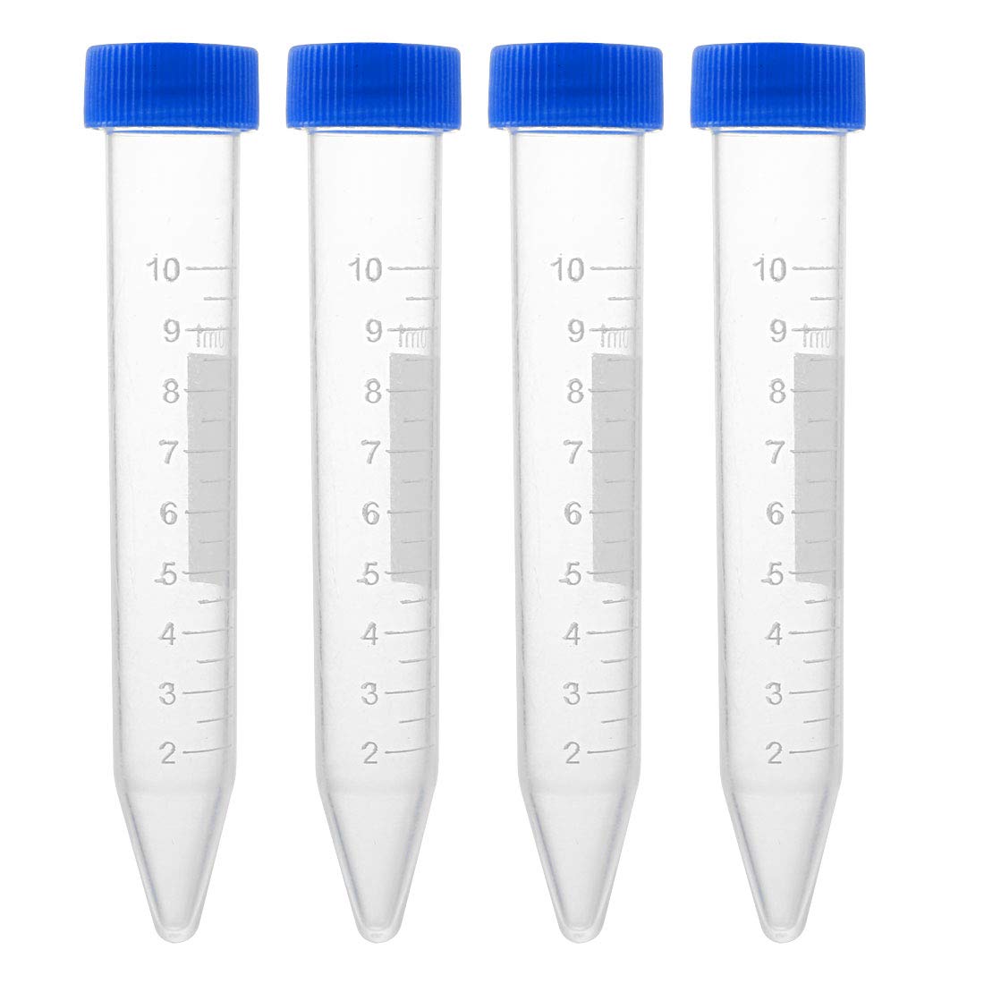 uxcell 10 Pcs 10ml Plastic Centrifuge Tubes with Screw-on Cap, Polypropylene Graduated Micro Centrifuge Tube, Conical Bottom, Blue, Storage Container for Beads Sample Lab