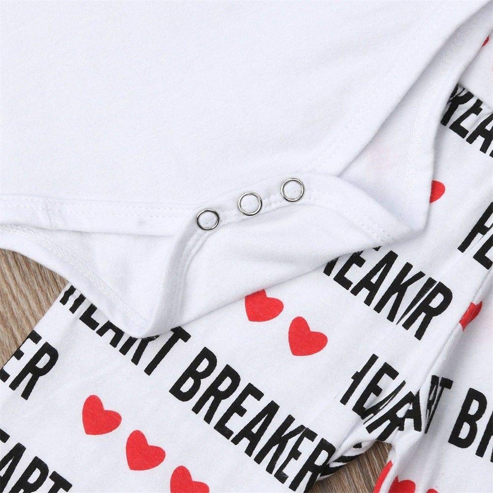 FIOMVA Newborn Infant Baby Boy Girl 1st Valentine's Day Clothes Letter Bodysuit Romper Pants Trousers Hat Set