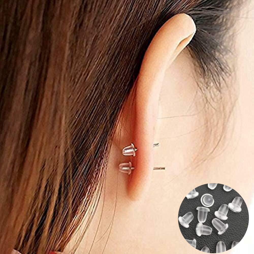 220Pcs Earring Backs Replacements, Upgrade Rubber Earring Backing Droopy Ears, Compact Clear Ear Safety Back Pads for Fish Hook Wire Earrings DIY Making- for Women or Baby