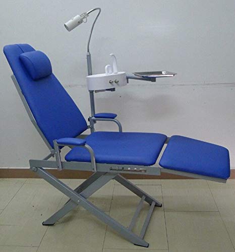 Portable Folding Mobile Chair with LED lamp and Tray + Waste Basin Blue