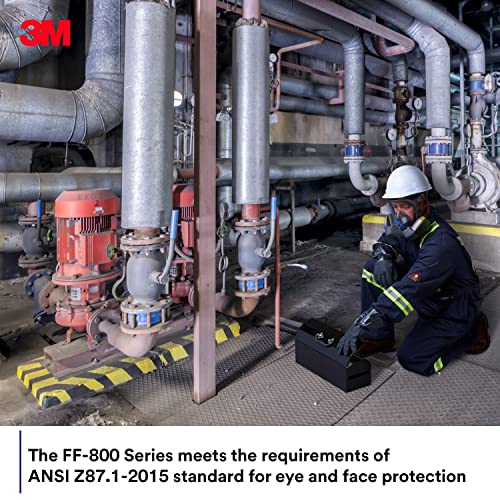 3M Secure Click Full Face Reusable Respirator with Large Lens, Speaking Diaphragm and Push Button Seal Check, FF-802, Painting, Sanding, Chemical Clean-up, Sawing, Medium