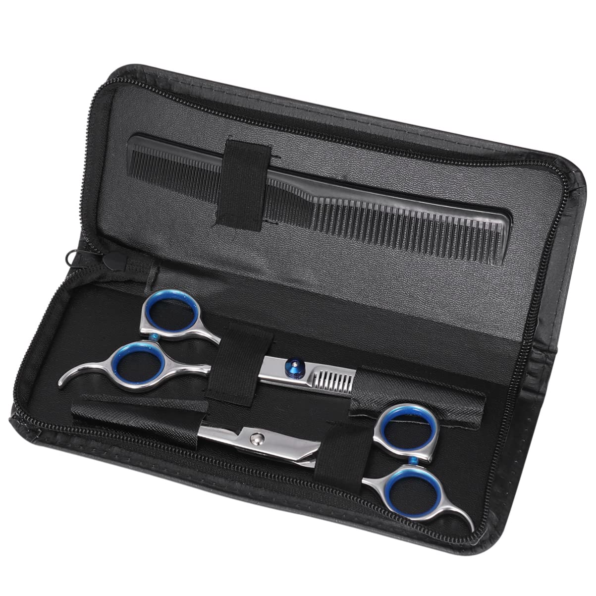 Hair Cutting Set, Professional Haircutting Barber Thinning Hairdressing Shears Set with Black Leather Case and Salon Cape
