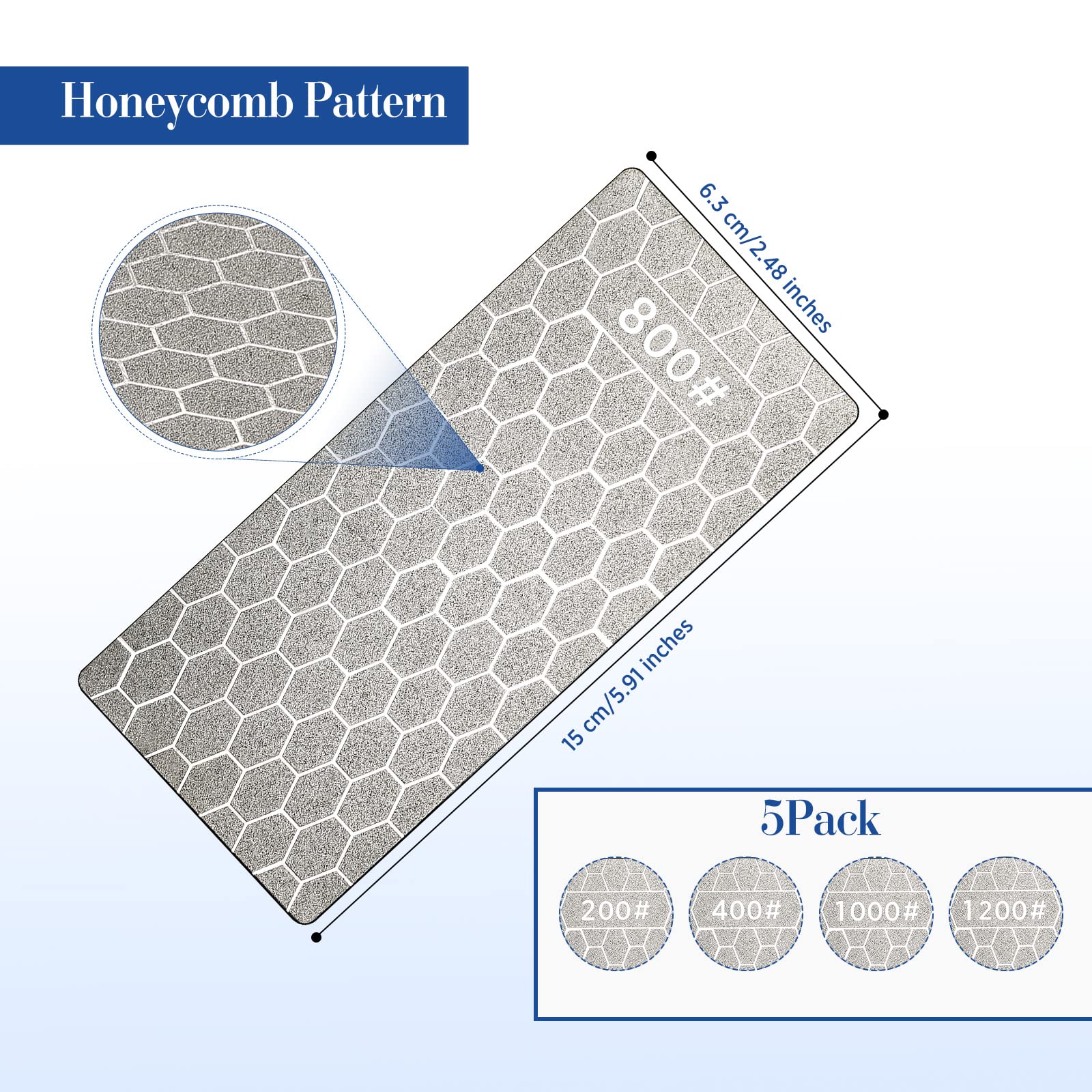 5 Pcs Diamond Sharpening Stone Honing Stone Diamond Stone Lapping Plate Diamond Sharpening Plate Fine Coarse Bench Stone for Kitchen Blade Chisel, 5.9 x 2.48 Inch(200, 400, 800,1000, 1200 Grit)