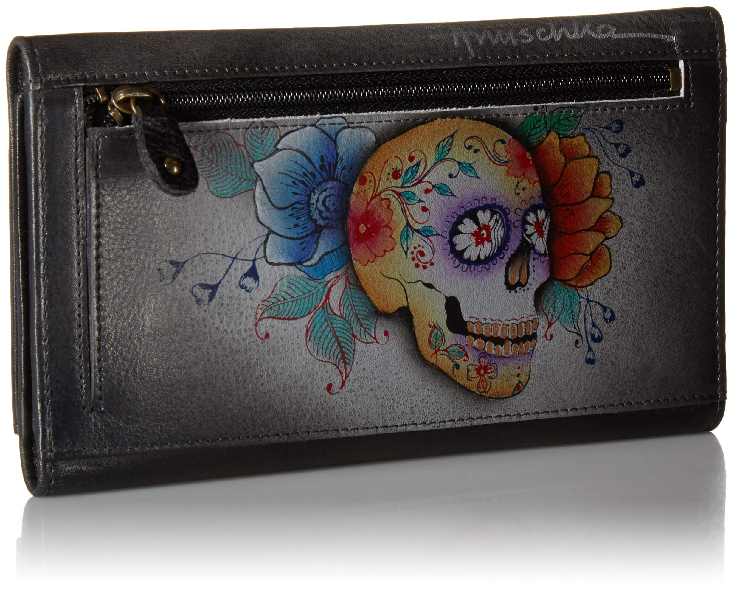 Anuschka Hand-Painted Genuine Leather Women's Three Fold Clutch - Butterfly Heaven