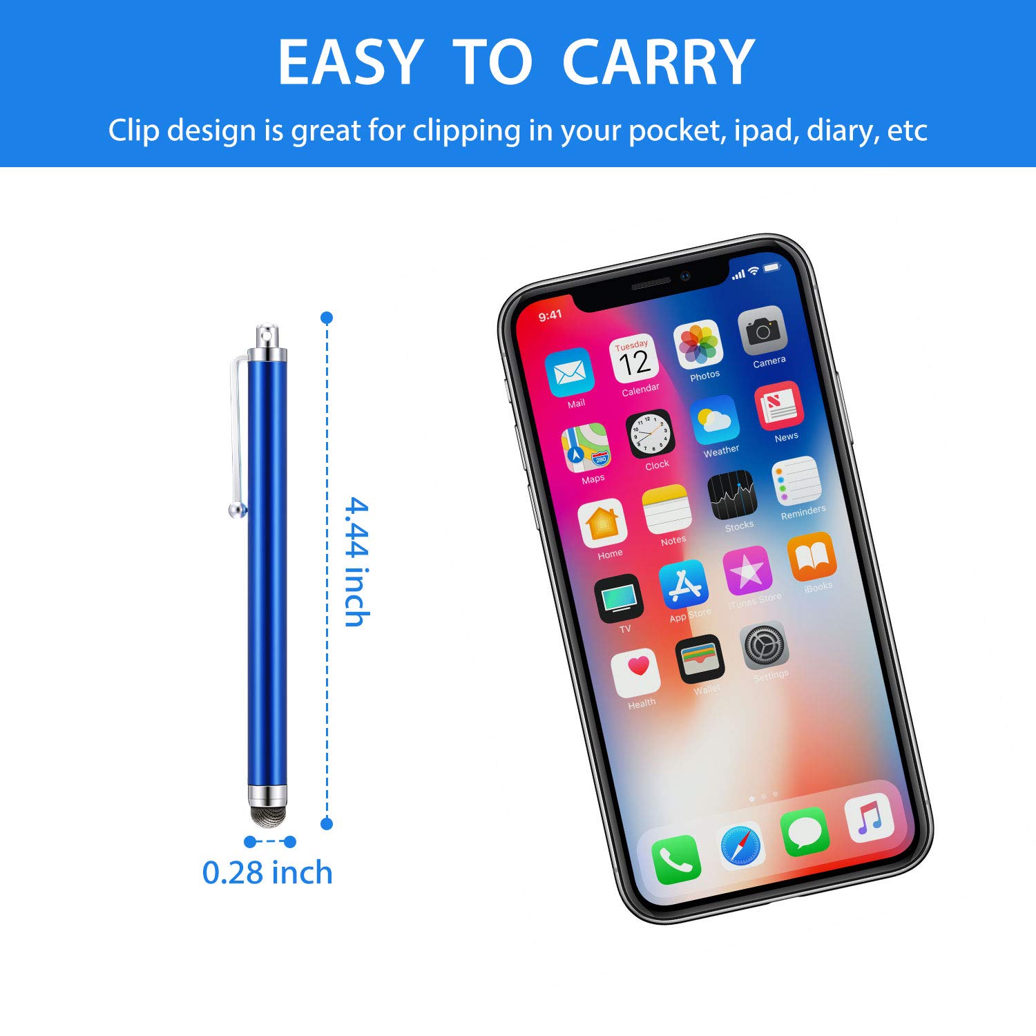 Outus 36 Pieces Stylus Pens Fiber Tip Series Capacitive Stylus Pens for Universal Touch Screen Devices Compatible with iPhone, iPad, Tablet (12 Colors)