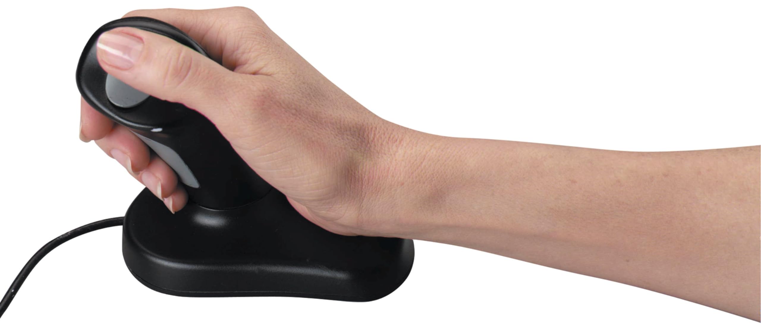 3M Wired Ergonomic Optical Mouse, Patented Vertical Grip Design Keeps Your Hand and Wrist at a Neutral Angle for Comfort, USB/PS2 Plug and Play Compatibility, 6.5' Cord, Large Size, Black (EM500GPL)
