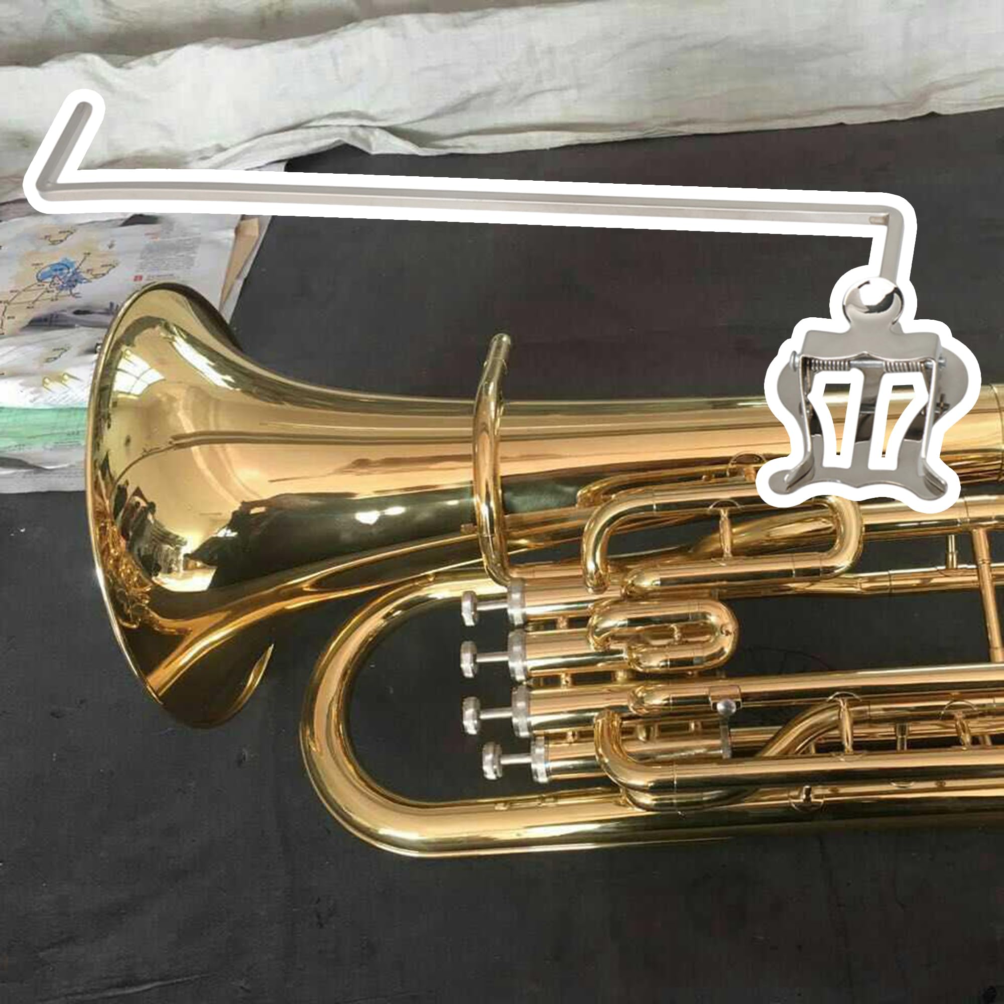 Bstinay 3/4 Vertical Keys Euphonium Marching Clamp-On Silver Music Sheet Clip Music Sheet Clip Replacement for Bass Saxophone