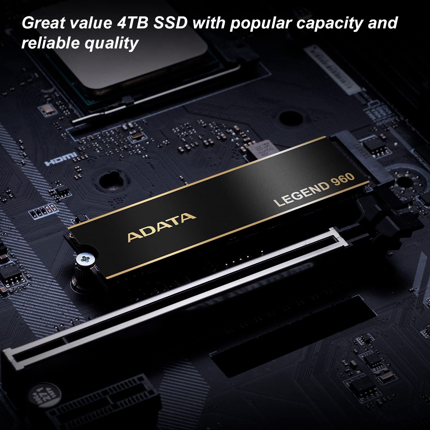 ADATA 4TB SSD Legend 960, NVMe PCIe Gen4 x 4 M.2 2280, Speed up to 7,400MB/s, Internal Solid State Drive for PS5 with Heatsink, Gaming, High Performance Computing, Super Endurance with 3D NAND