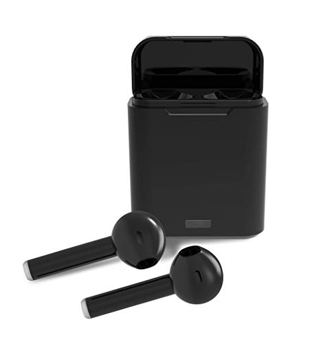 Wireless Bluetooth Earbuds - True Wireless Stereo Sound Ear Buds - in-Ear Headphones with More Bass and Clearer Sound - Premium Ear Buds with Charging Case and Cable - Black