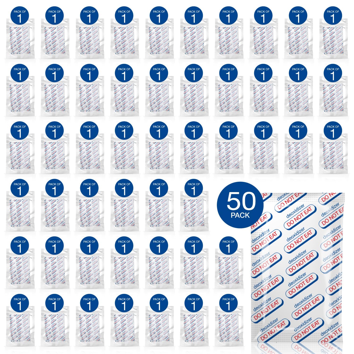 BELLE KR 500cc Oxygen Absorbers for Food Storage - 100 Pcs (5pcs Per Vacuum Pack) with Indicator - Oxygen Absorbers for Maximum Freshness, Flavor Preservation & Extended Shelf Life