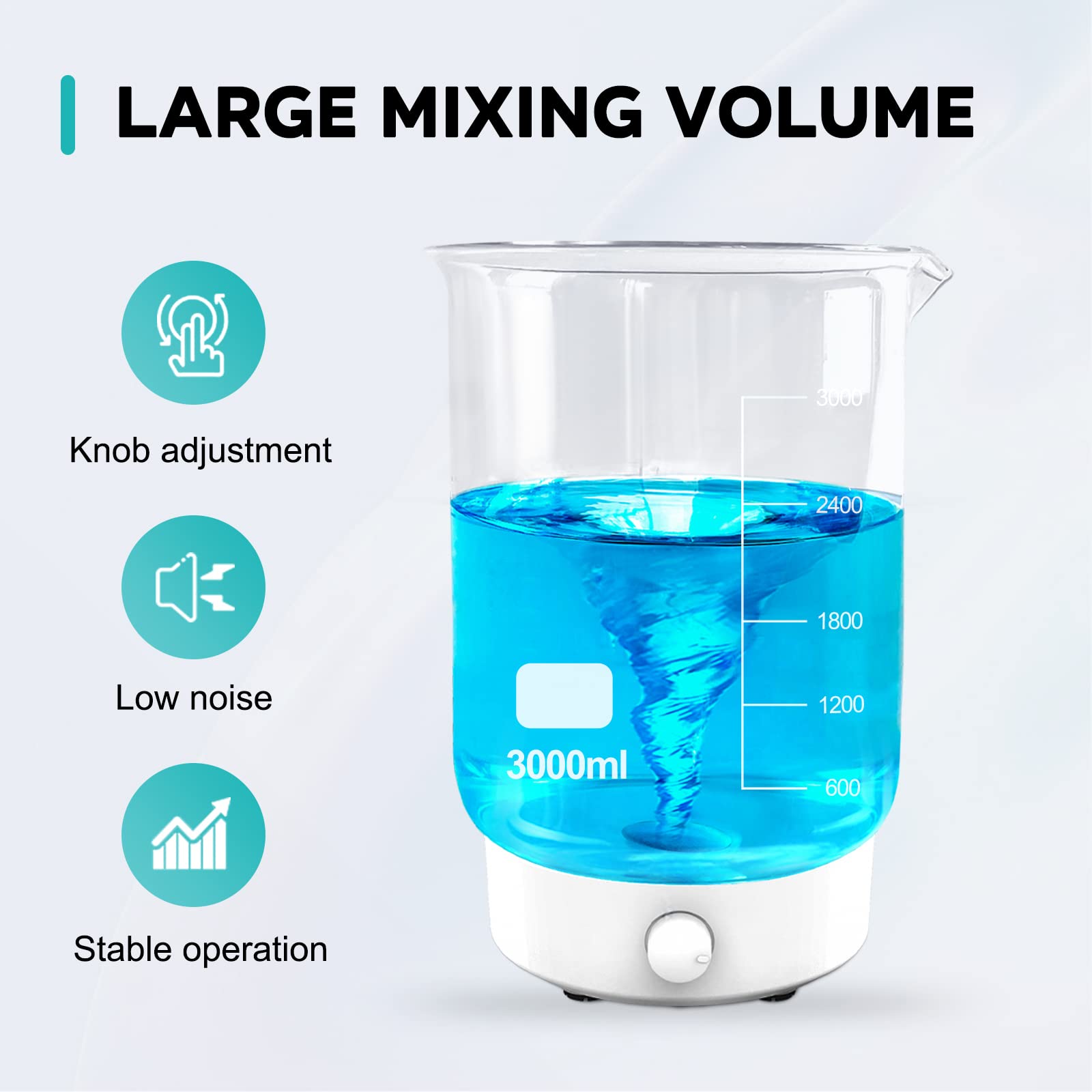 LAB FISH Laboratory Magnetic Stirrer 1800PRM Magnetic Mixer Max Stirring 3000ml Capacity Stir Plate with Stir Bar Egg for Lab and Homebrew