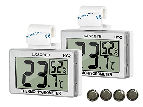 GXSTWU Reptile Hygrometer Thermometer LCD Display Digital Reptile Tank Hygrometer Thermometer with Hook Temperature Humidity Meter Gauge for Reptile Tanks, Terrariums, Vivarium (2 Packs)