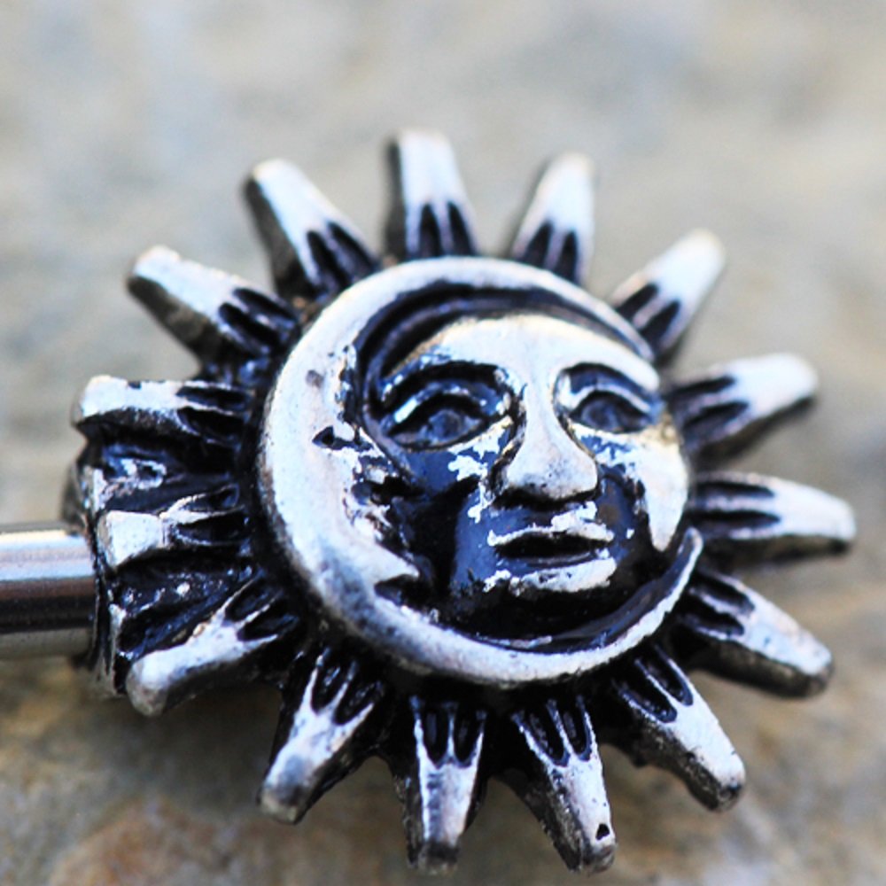 316L Stainless Steel Vintage Sun and Moon WildKlass Nipple Bar