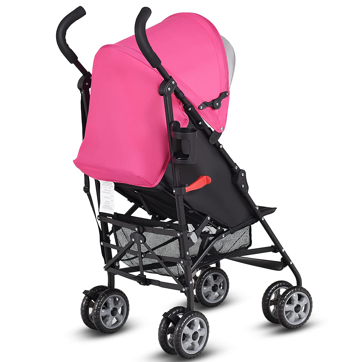 HONEY JOY Baby Lightweight Stroller, Compact Travel Stroller for Airplane, Adjustable Backrest & Canopy, 5-Point Harness, Cup Holder, Storage Basket, Foldable Umbrella Stroller for Toddlers (Pink)