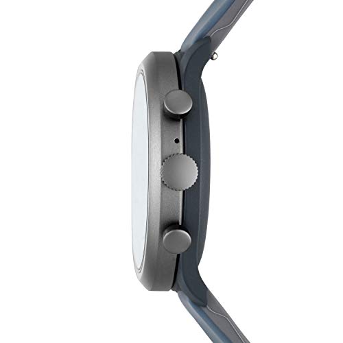 Fossil Men's Gen 4 Sport Heart Rate Metal and Silicone Touchscreen Smartwatch, Color: Grey, Blue (FTW4021)