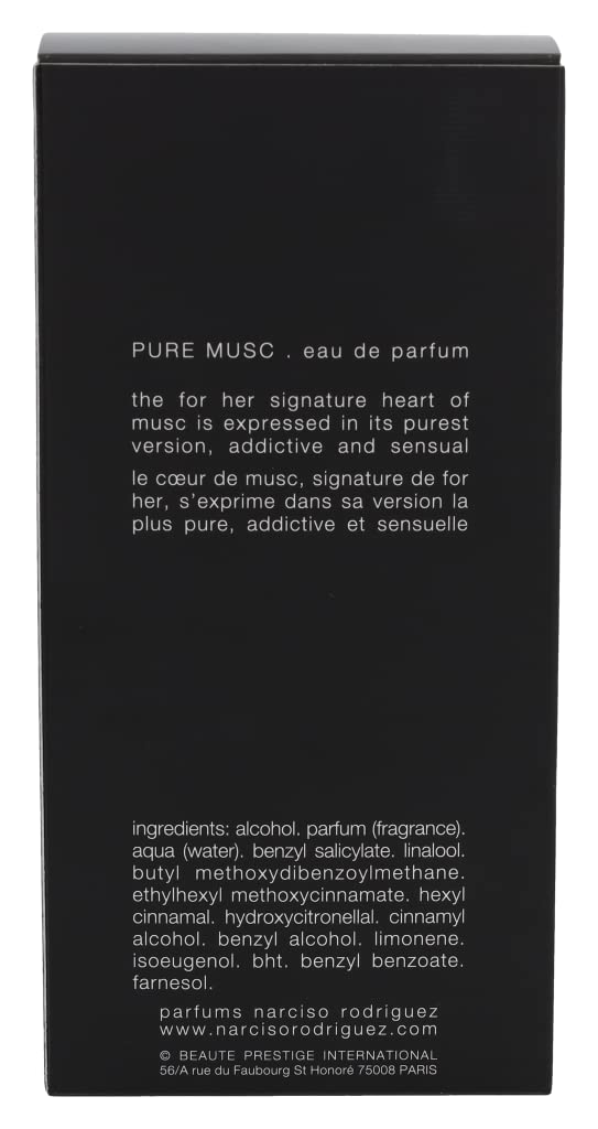 NARCISO RODRIGUEZ Pure Musc for Woman Eau De Parfum Spray, 3.3 Fluid Ounce