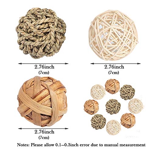 VCZONE Bunny Chew Toys, Rabbit Pet Tooth Chew Toys Organic Natural Apple Wood Grass Cake Ideal for Bunny, Chinchilla, Guinea Pigs, Hamsters Teeth Grinding (9 Pack)