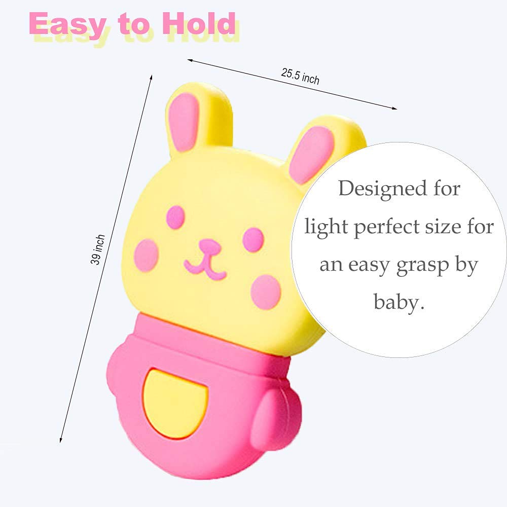 Baby Teething Toys, Caromolly Vibrating Teether Toy, Teether Toys for Babies 0-12 Months, Electric Soothing Teether for Sensory Exploration and Teething Relief, Cute Cartoon Shape, BPA-Free