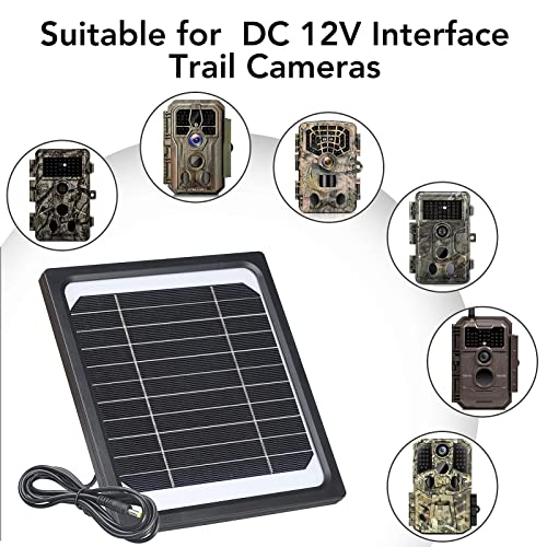 5W Trail Camera Solar Panel, 12V Solar Battery Kit Build-in 5200mAh Rechargeable Battery, Hunting Accessories for Game Camera IP65 Waterproof, Continuous Solar Power for Cameras