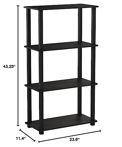 Furinno Turn-N-Tube 4-Tier Multipurpose Shelf Display Rack, Square Tube, Espresso/Black