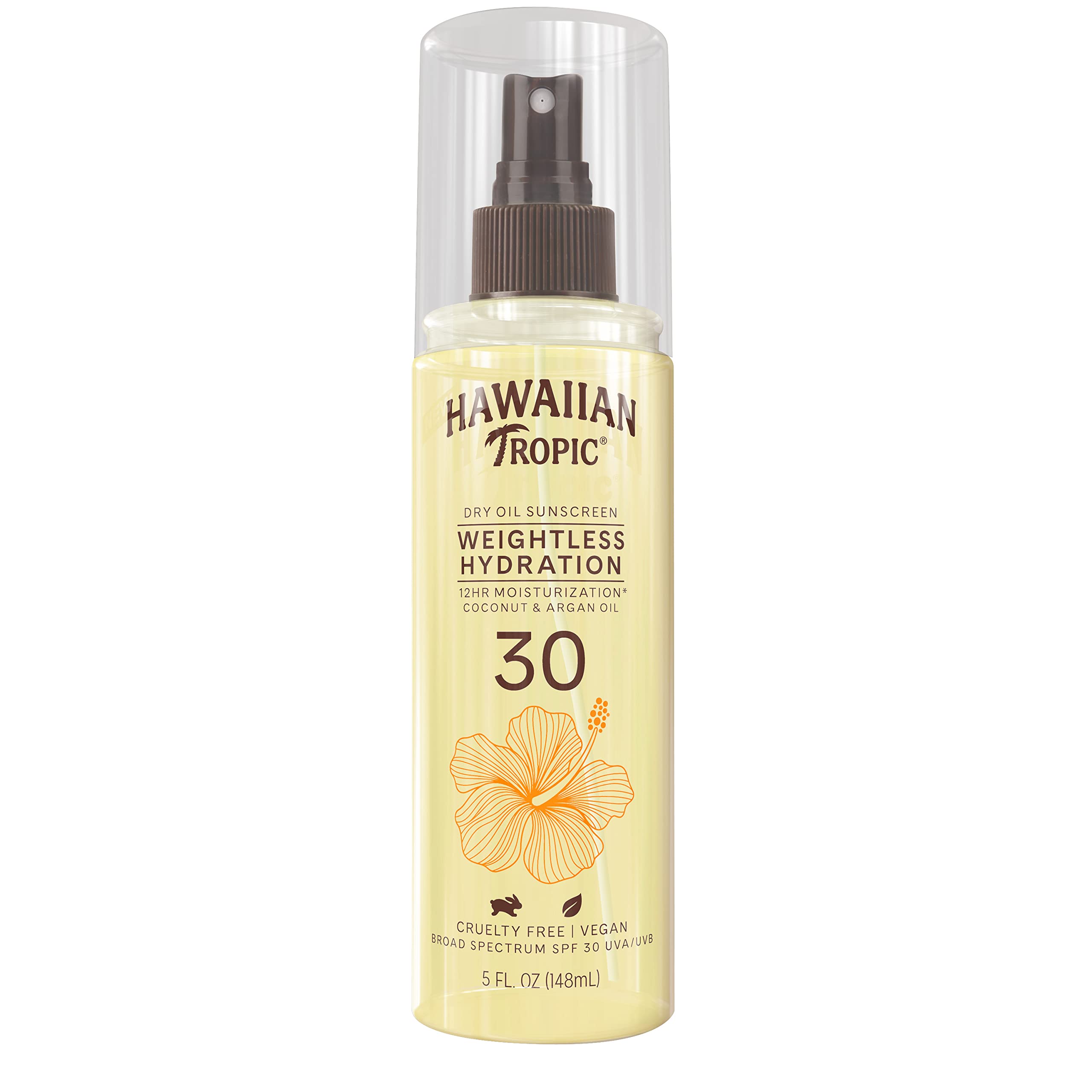 Hawaiian Tropic Weightless Hydration Dry Oil Sunscreen Mist SPF 30, 5oz | Sunscreen Oil, Dry Oil Sunscreen Spray, Hawaiian Tropic Sunscreen SPF 30, Oxybenzone Free Sunscreen, 5oz