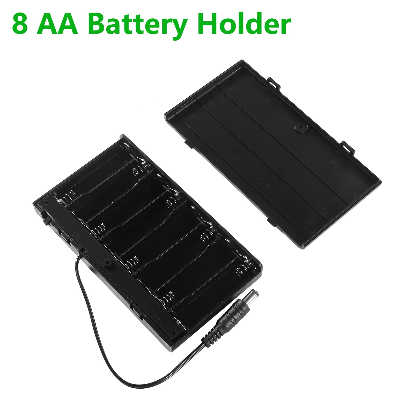 Aobao 3pcs 8x1.5V 12V AA Battery Holder Case Box with DC 5.5x2.1mm Male Connector Wired ON/Off Switch with Cover