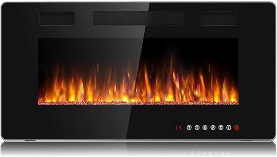 36 inch Ultra-Thin Silence Linear Electric Fireplace Inserts, Recessed Wall Mounted Fireplace, Fit for 2 x 4 and 2 x 6 Stud, Adjustable Flame Color & Speed,Touch Screen Remote Control 8h Timer