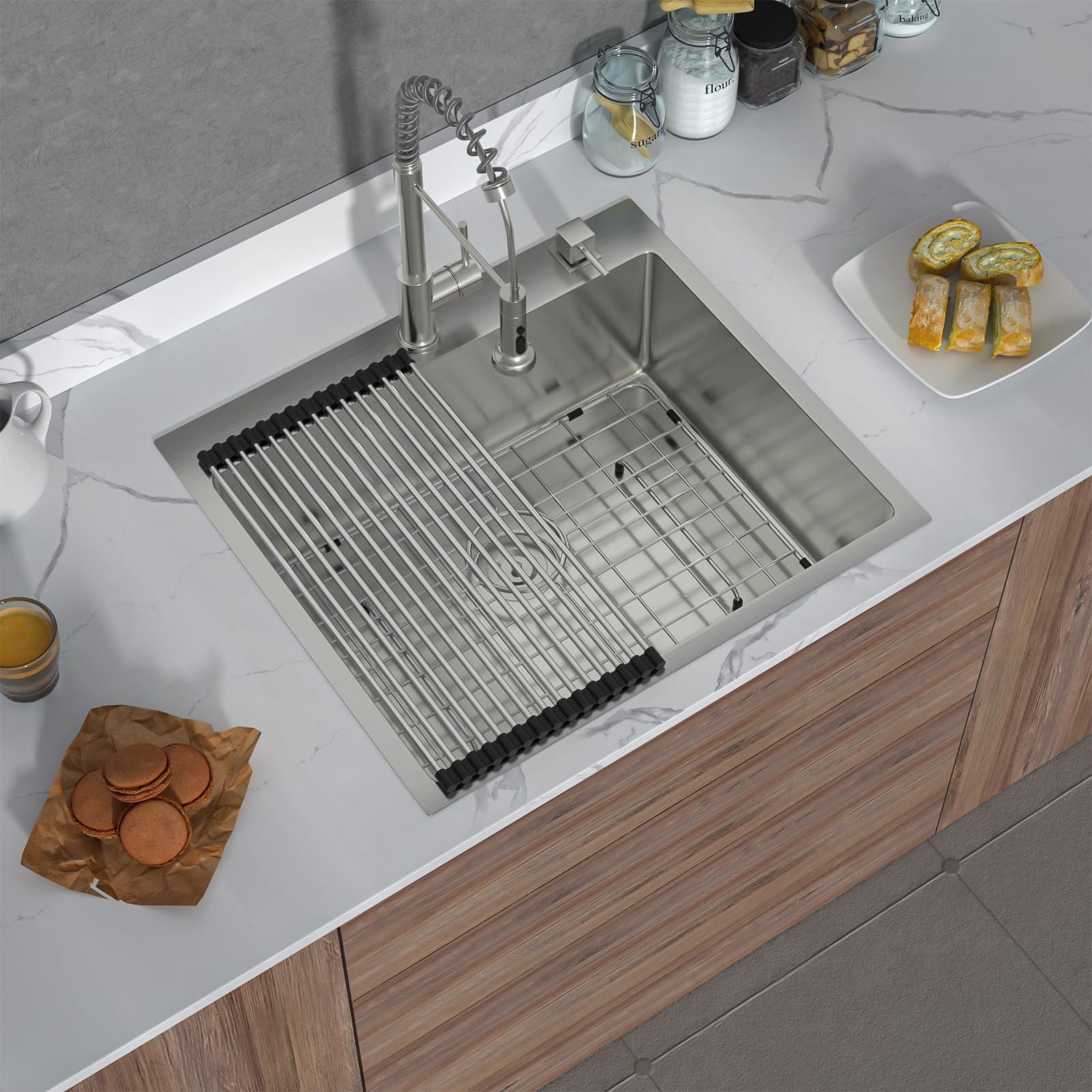 33 Drop in Kitchen Sink - IOROYO 33x22 Kitchen Sinks Stainless Steel Drop In Topmount 16 Gauge Ledge Workstation Single Bowl Sink