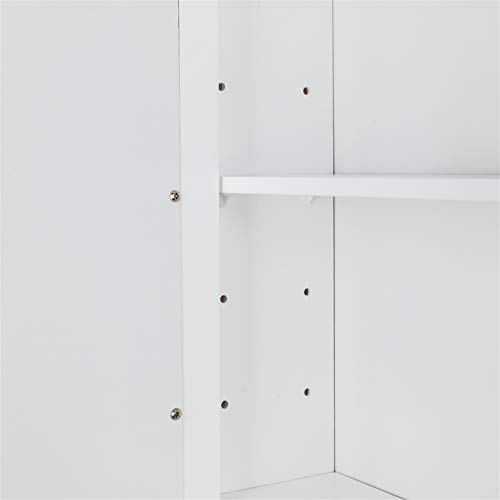 Bathroom Cabinet with Mirror Wall Mounted - Single Door White Open Shelf Wooden Medicine Storage for Bathroom Living Room Kitchen