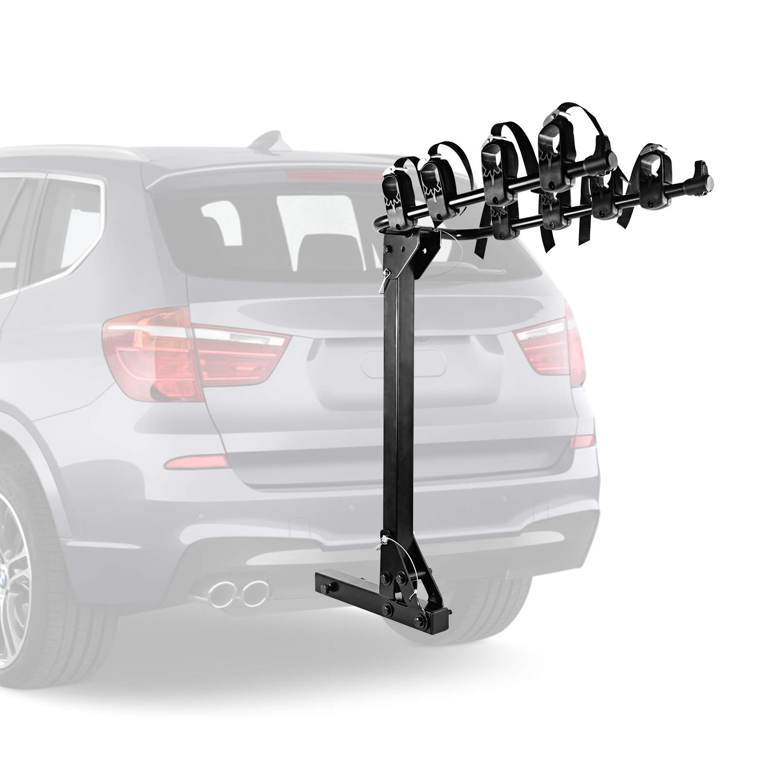 4-Bike Hitch Racks, Bike Rack Compatible with Both 2'' Hitch Receiver, Double Foldable Rack for Cars, Trucks, SUV's and Minivans, Firm and Simple Installation