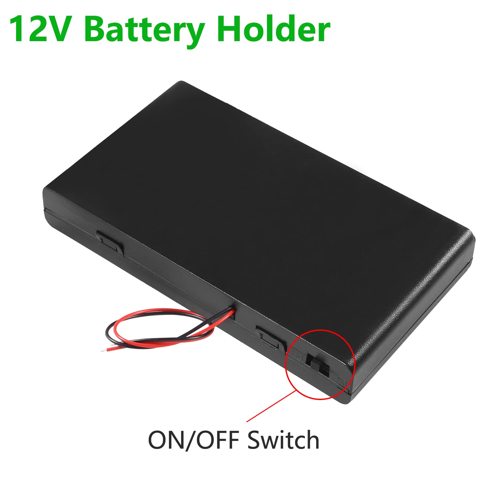 Aobao 5pcs 8 x 12V AA Battery Holder Case Box with ON/Off Switch and Leads Wire Cover